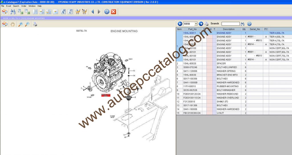 2017 Hyundai Heavy Industries e-Catalogue EPC Installation Service