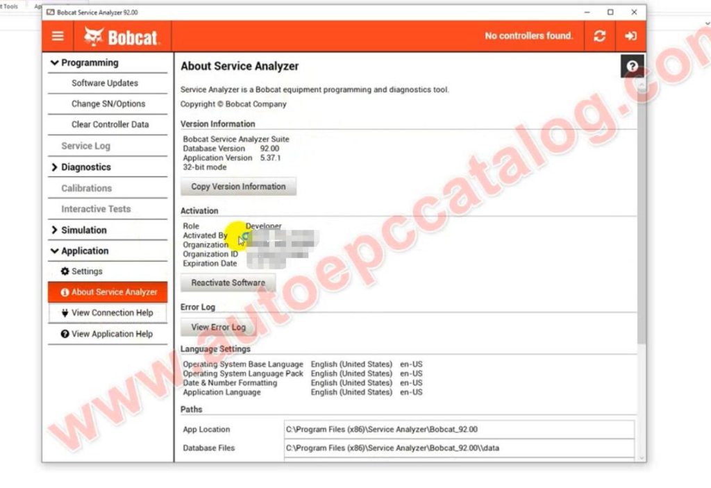 [06.2024] Service Analyzer 92.00 for Bobcat Diagnostic Software