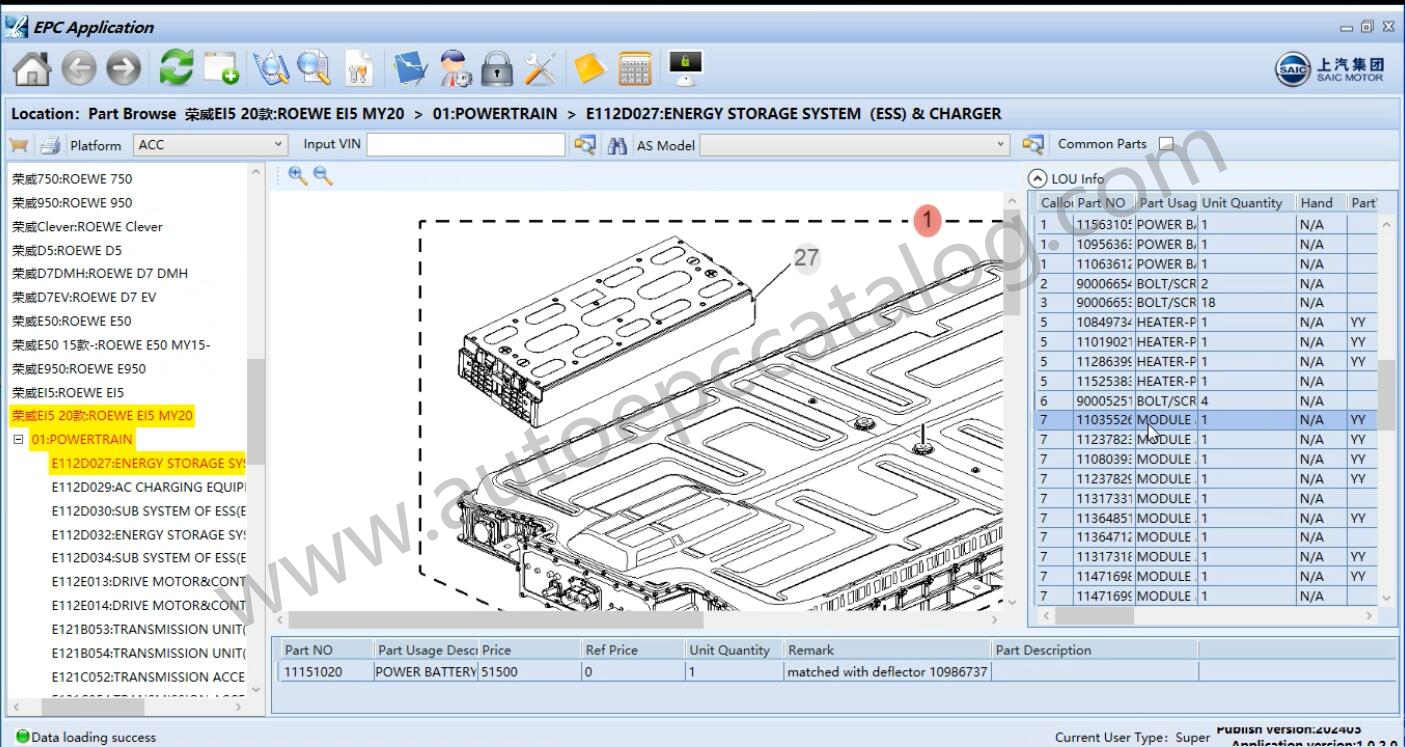 [2024.03] SAIC Motor MG EPC Electrical Parts Catalogue System