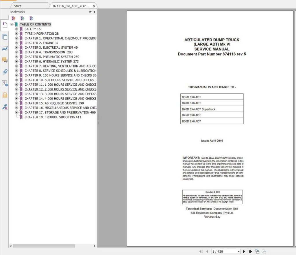 Bell Machinery Workshop Service Manual PDFs Full Set Download