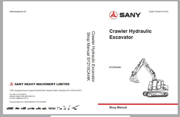 SANY Machinery Parts Book Diagram Service Manual PDF