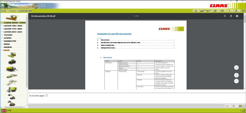 [05.2021] CLAAS CDS 7.5 Diagnostic System Development Level