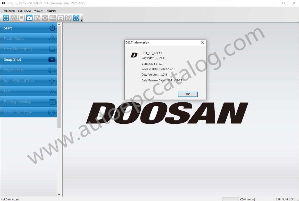 Doosan Machine Engine Diagnostic Software Package 2024 One PC Installation