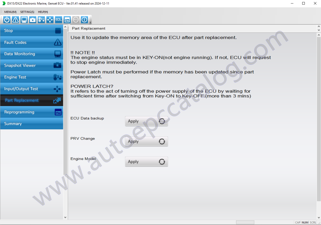 [12.2024] Doosan DX15 DX22 Electronic Marine Genset DCU ECU Diagnostic ...