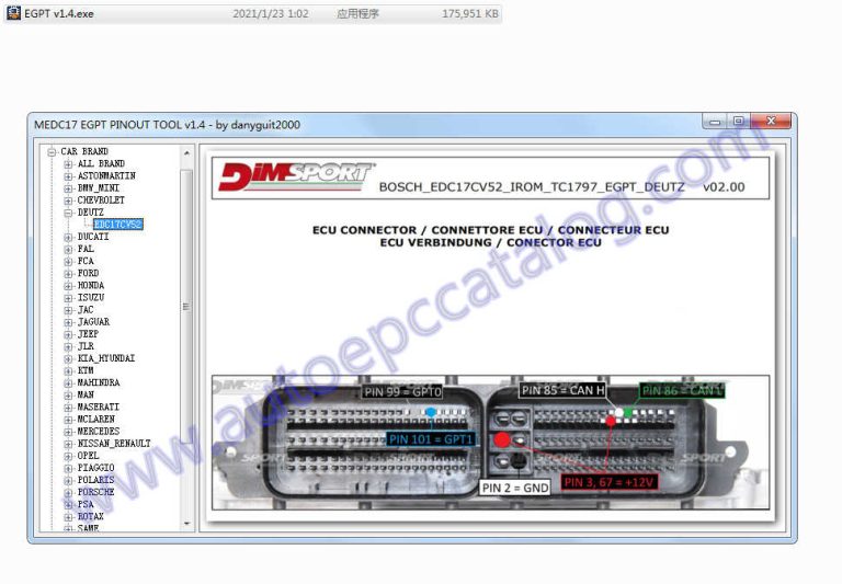 BOSCH MEDC17 EGPT PINOUT TOOL v1.4