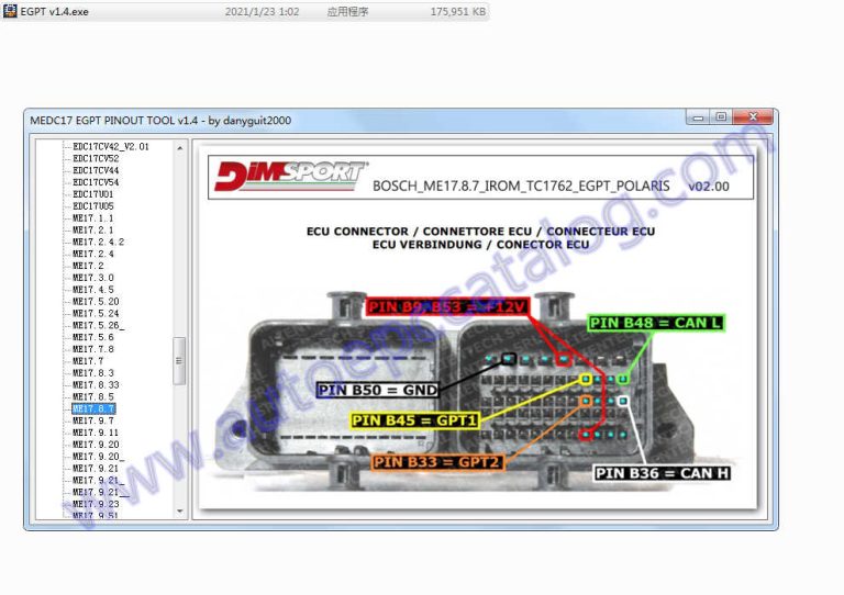BOSCH MEDC17 EGPT PINOUT TOOL v1.4